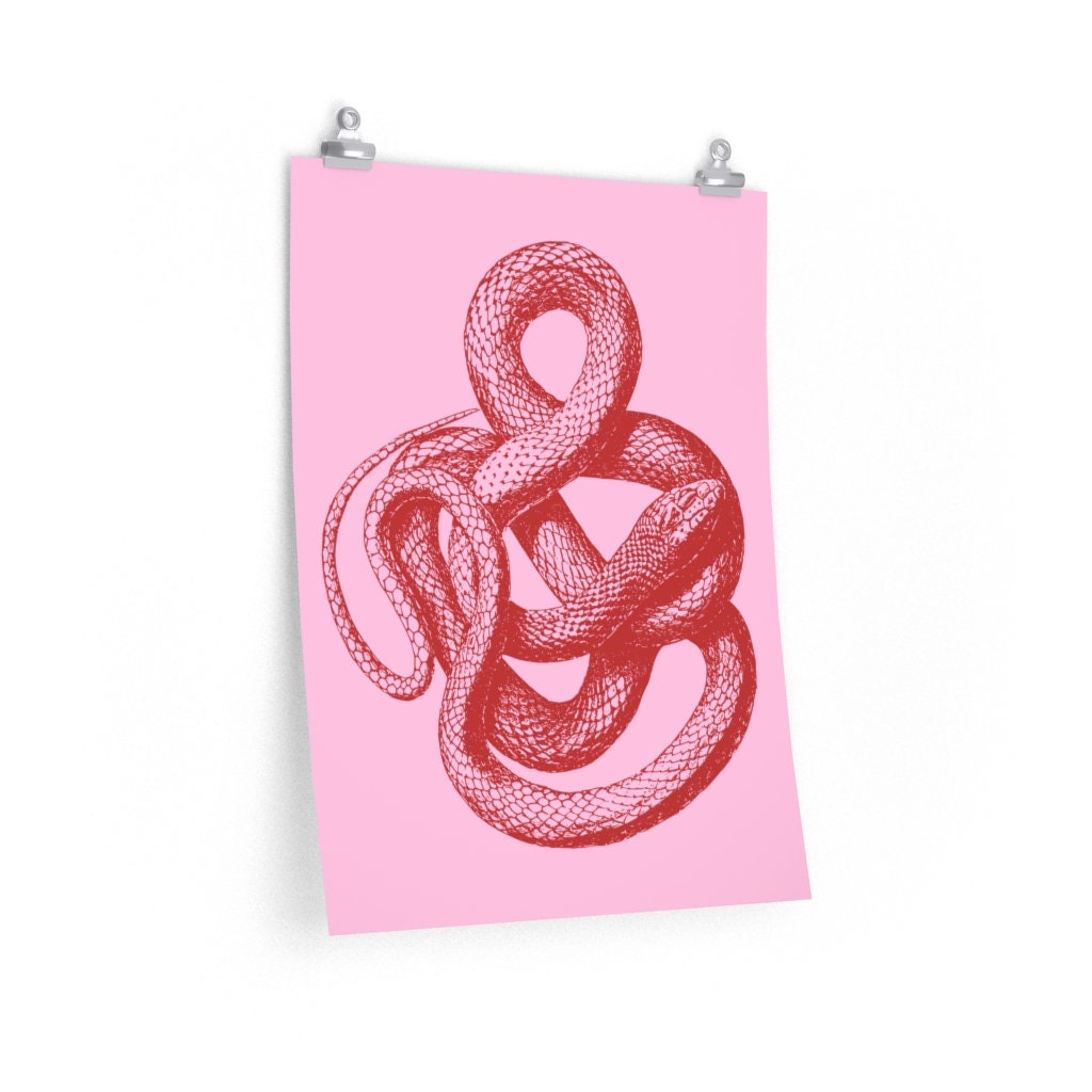 Tread Lightly Art Print red/pink Snake Art Print Edgy Wall - Etsy