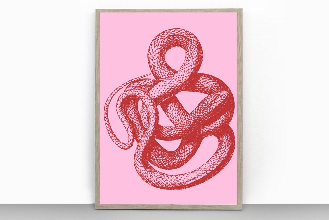 Tread Lightly Art Print -red/pink| Snake Art Print | Edgy Wall Art ...