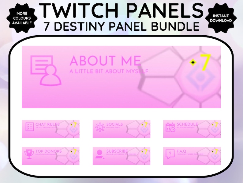 Destiny Pink Profile Panels for Twitch, Youtube or Discord - Etsy