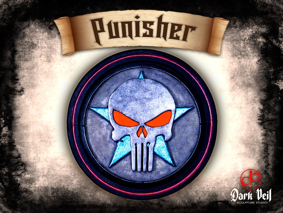 Punisher Logo 3D Skull Wall Decoration Wall Art Shield Resin - Etsy