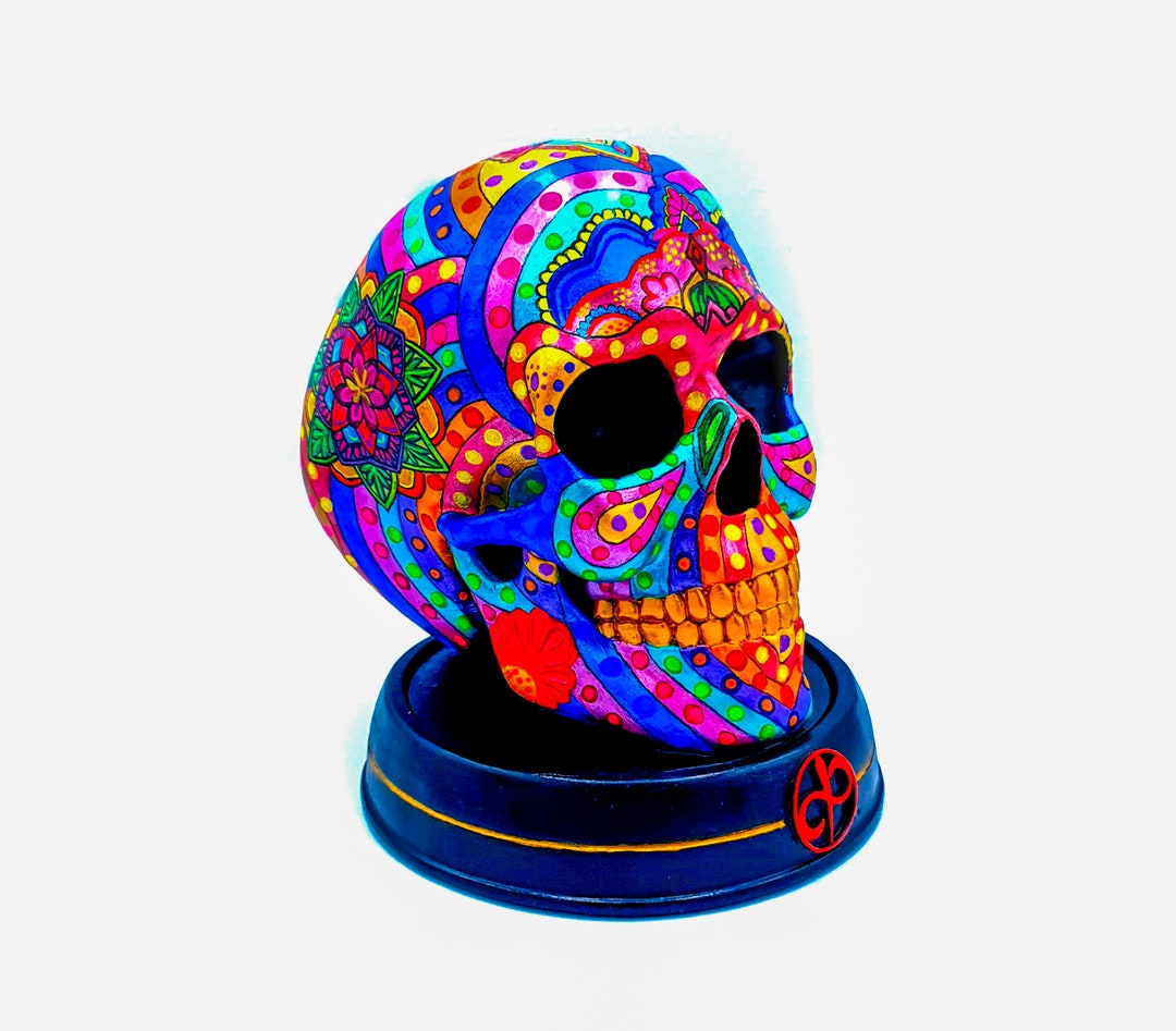 Human Skull Replica Decor Colorful Decorative Sugar Skull Ornament ...