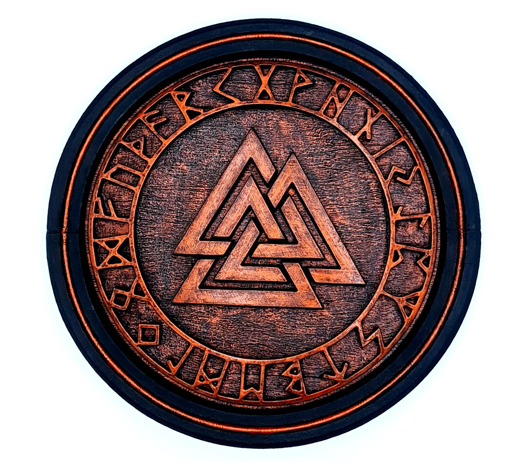 Viking Shield Wall Art 3D Sculpture Valknut Norse Symbol Hanging ...