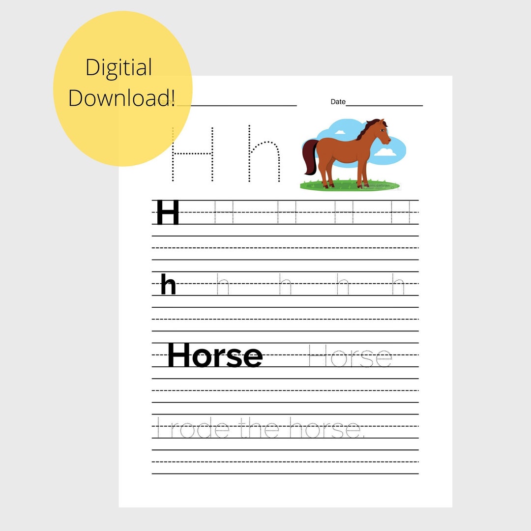 Letter H - Handwriting Page - Etsy