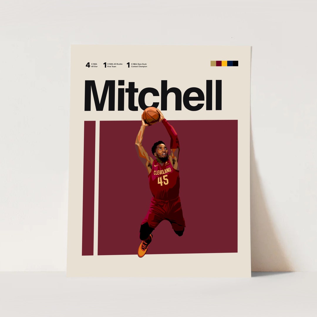 Donovan Mitchell Poster, Cleveland Cavaliers Art Print 11x14 Minimalist ...