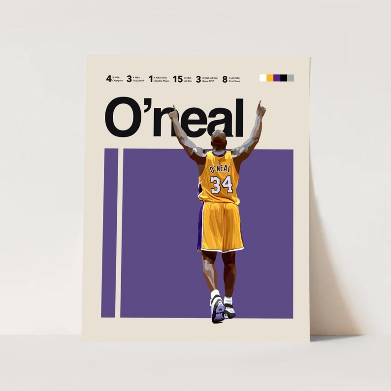 Bryant and Shaq Inspired Poster LA Lakers Art Print 11x 14 - Etsy