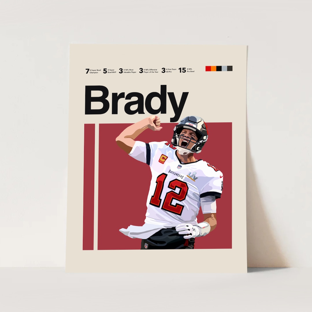 Tom Brady Poster, Tampa Bay Buccaneers Art Print 11x14 Minimalist ...