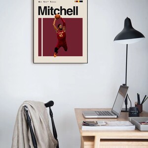 Donovan Mitchell Poster, Cleveland Cavaliers Art Print 11x14 Minimalist ...