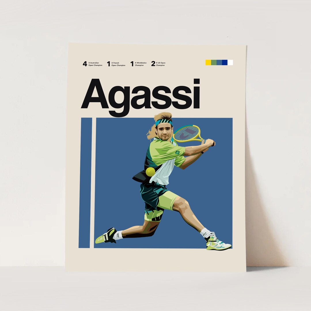 Andre Agassi Inspired Poster Art 11x14 Minimalist Helvetica Mid