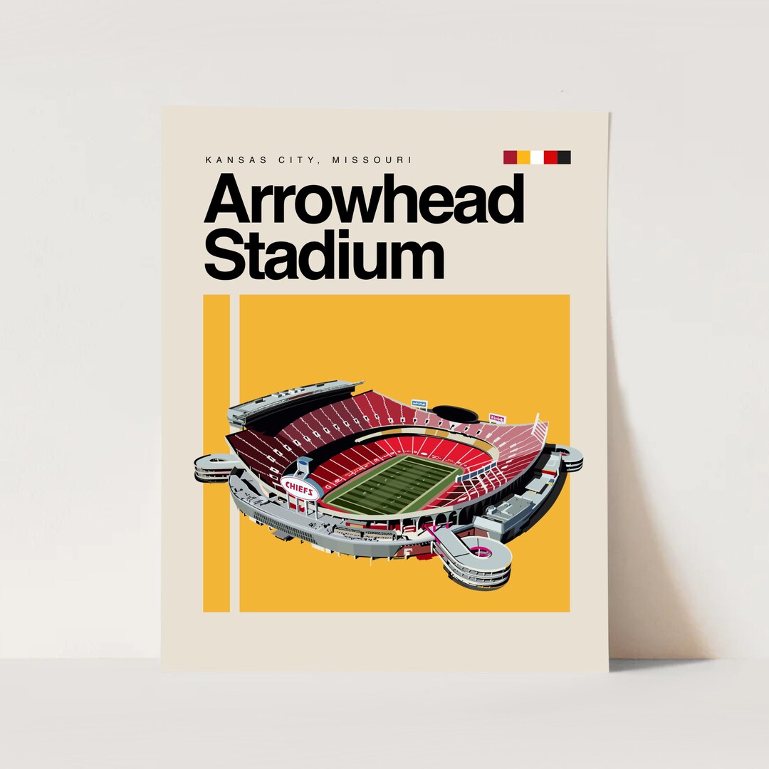 Arrowhead Stadium Poster, Kansas City Chief Art 16x20 Minimalist ...