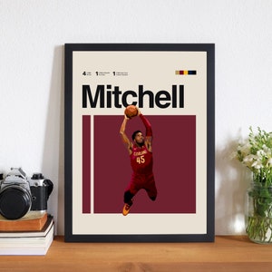 Donovan Mitchell Poster, Cleveland Cavaliers Art Print 11x14 Minimalist ...