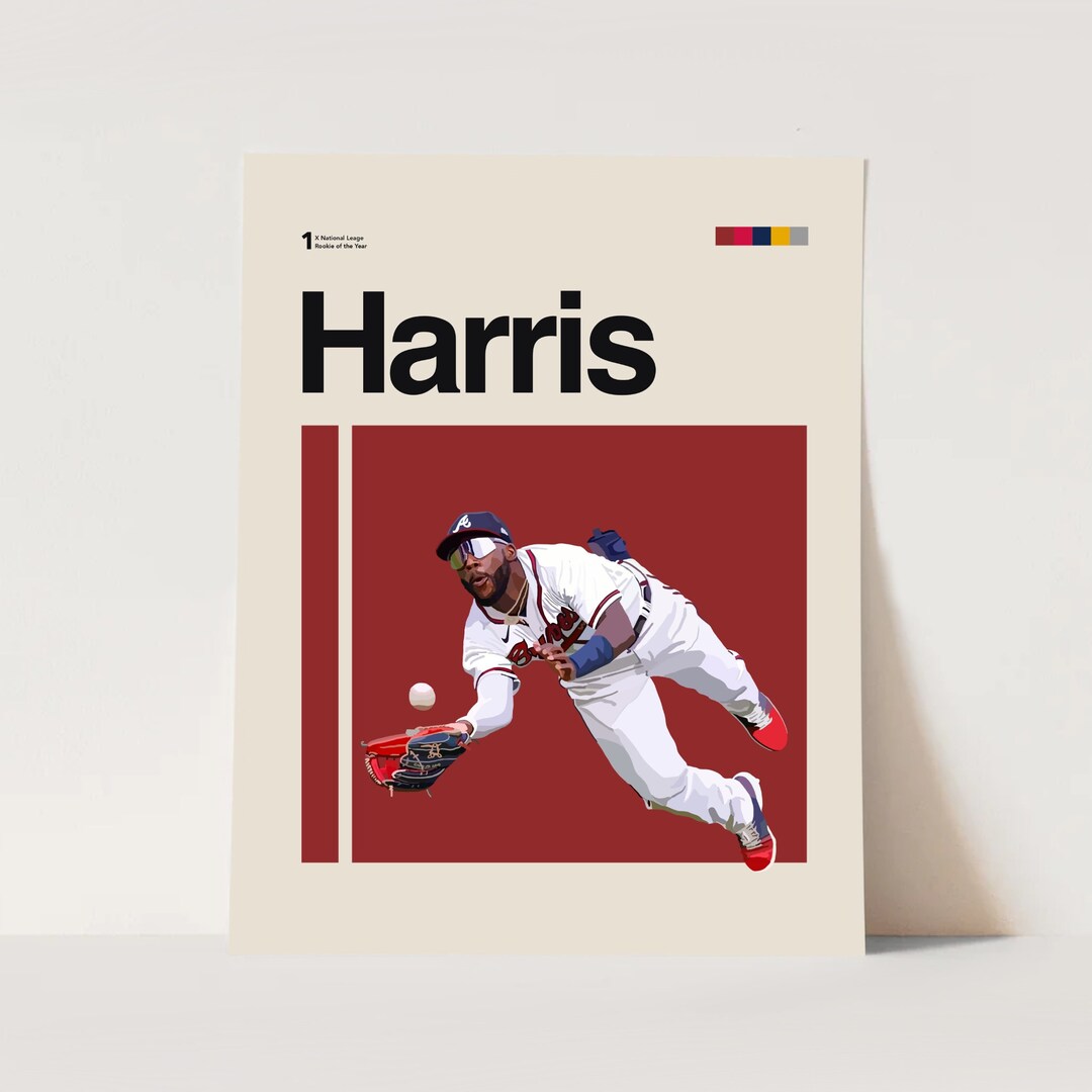 Michael Harris Poster, Atlanta Braves Art Print 11x 14 Minimalist ...