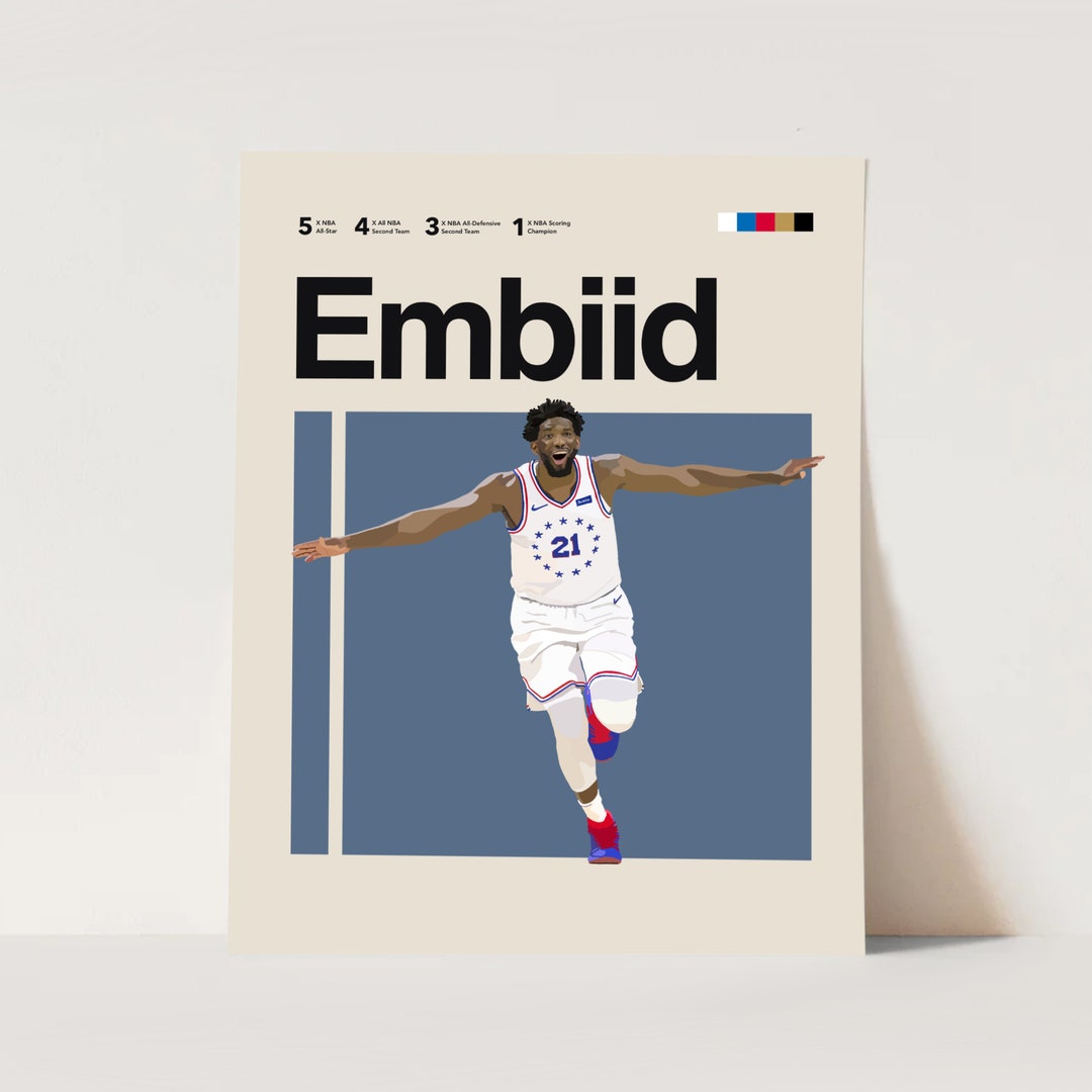 Joel Embiid Poster Philadelphia 76ers Art 11x14 Minimalist - Etsy