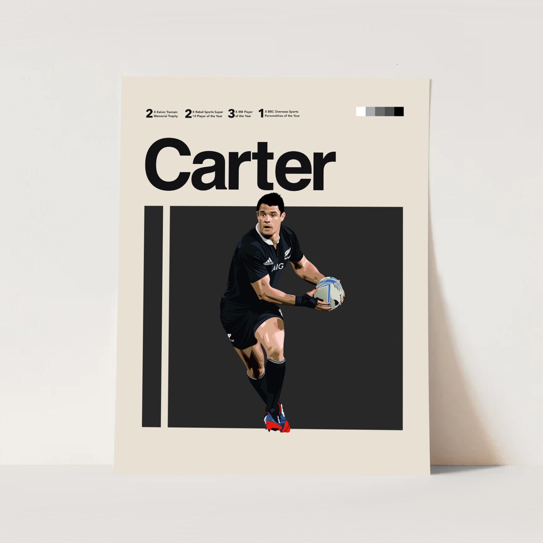 Dan Carter Rugby Poster, New Zealand All Blacks Rugby Poster Minimalist ...
