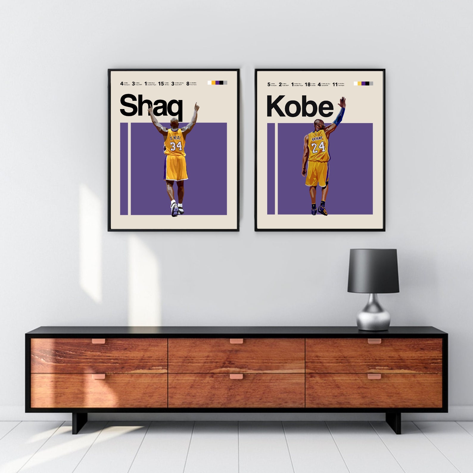 Shaq and Kobe Poster Los Angeles Art 11x14 Minimalist - Etsy