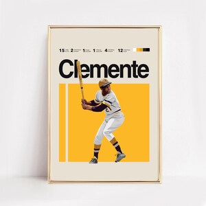 Roberto Clemente Poster, Pittsburgh Pirates Fan Gift, Minimalist ...