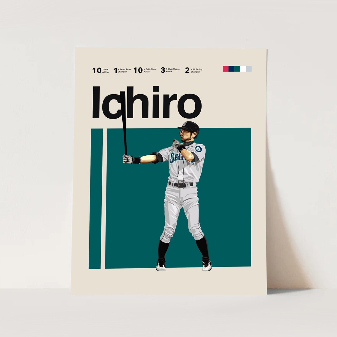 Ichiro Suzuki Poster, Seattle Mariners Art Print 11x14 Minimalist ...