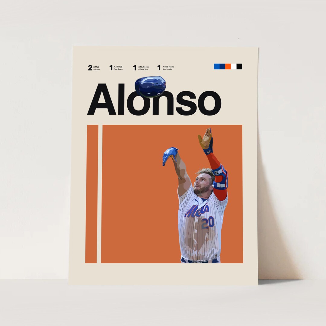 Pete Alonso Mets Poster, New York Fan Print 11x14 Minimalist, Helvetica ...