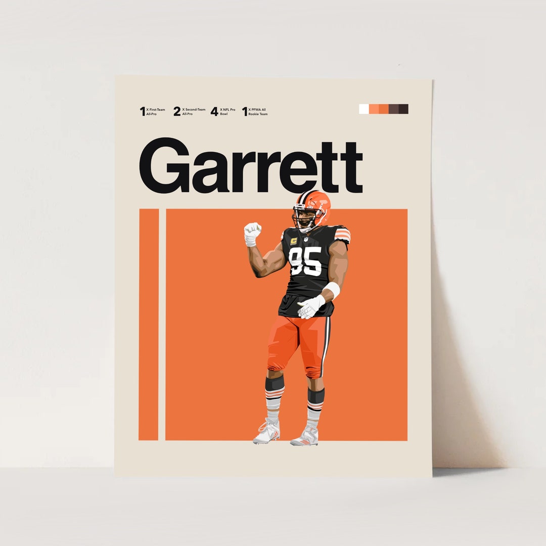 Myles Garrett Poster, Cleveland Browns Art Print 11x14 Minimalist ...