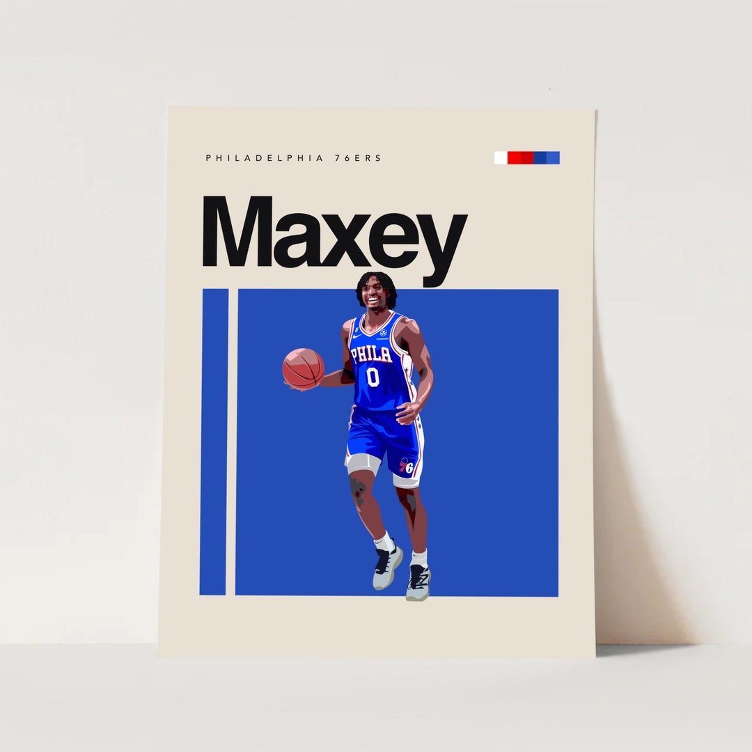 Tyrese Maxey Poster, Philadelphia 76ers Art 11x14 Minimalist, Helvetica ...