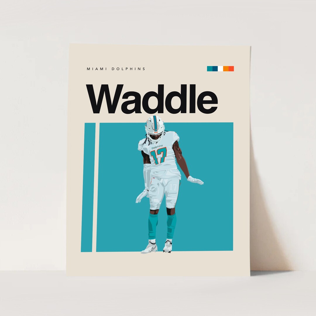 Jaylen Waddle Poster, Miami Dolphins Art 11x14 Minimalist, Helvetica ...