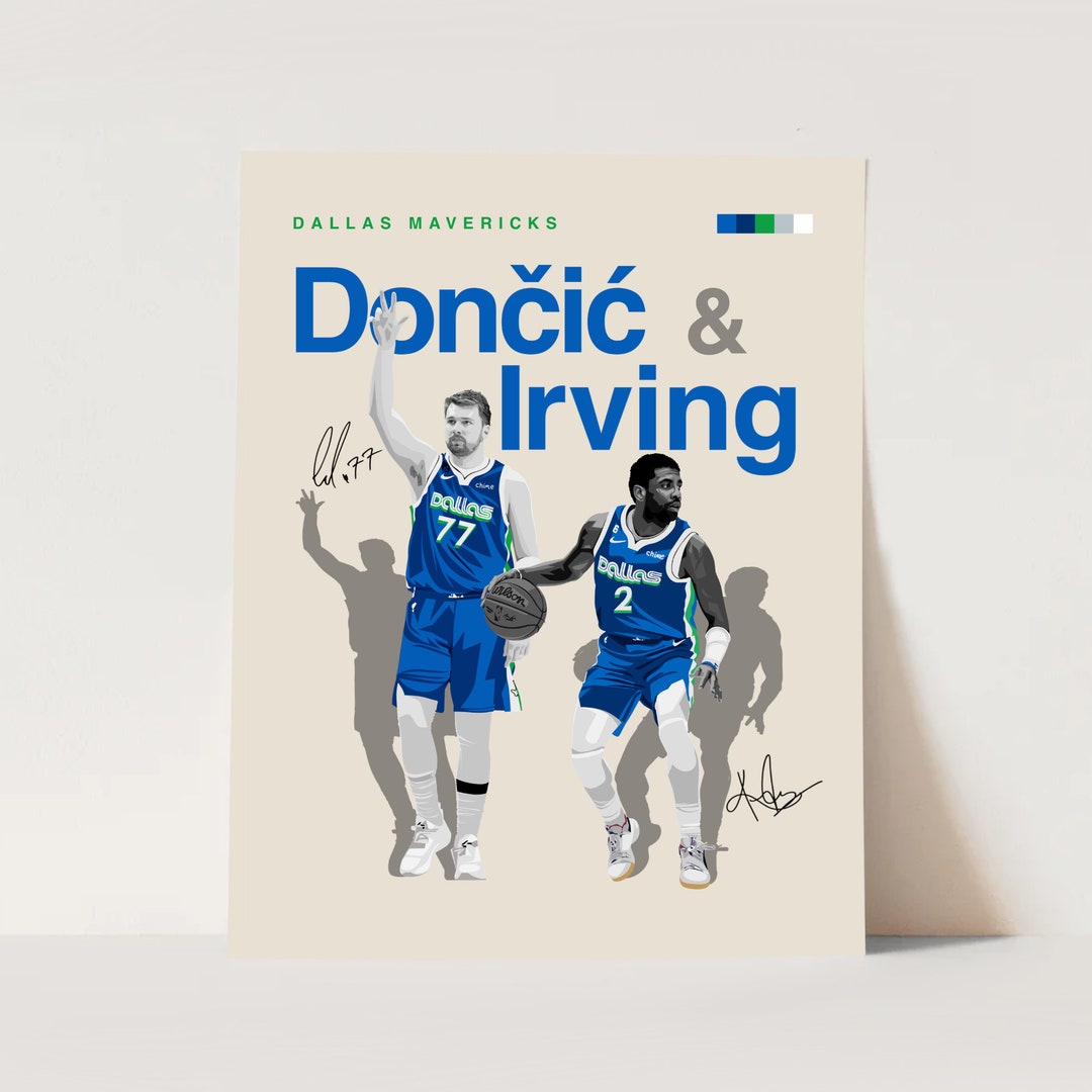 Dončić & Irving Poster, Dallas Mavericks Art Print 11x14 Minimalist ...