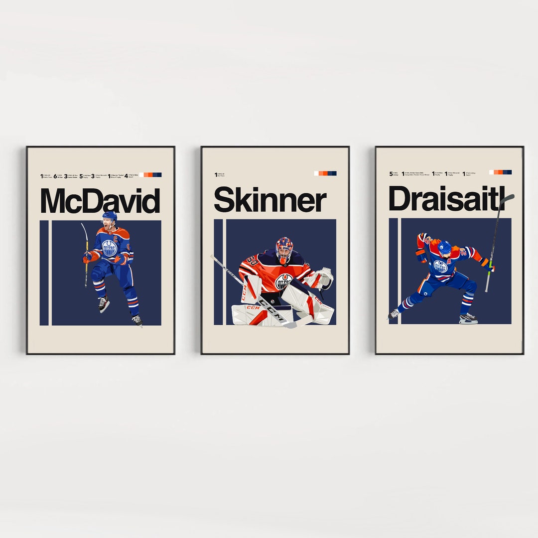 Mcdavid Draisaitl Skinner Edmonton Oilers Poster, Minimalist, Helvetica ...