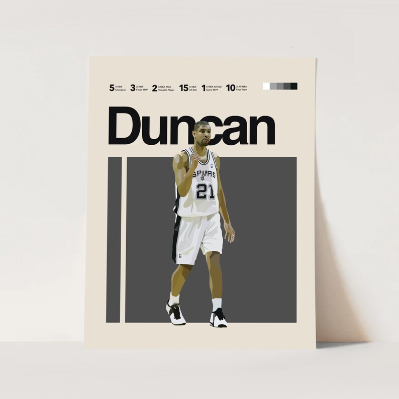 Tim Duncan Poster San Antonio Spurs Art Print 11x14 - Etsy