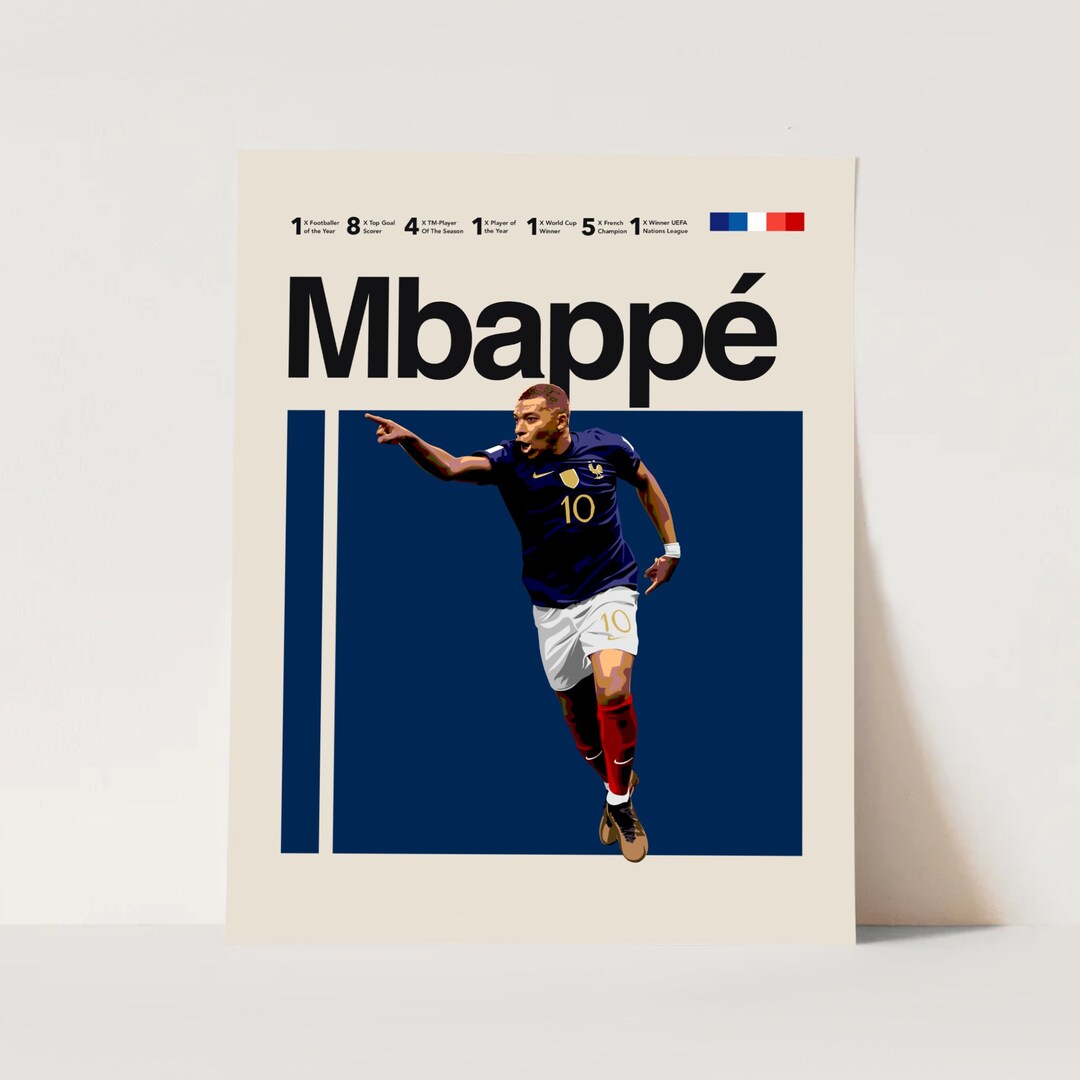 Kylian Mbappé Inspired Poster, France Football, Soccer Poster ...