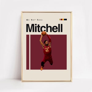 Donovan Mitchell Poster, Cleveland Cavaliers Art Print 11x14 Minimalist ...