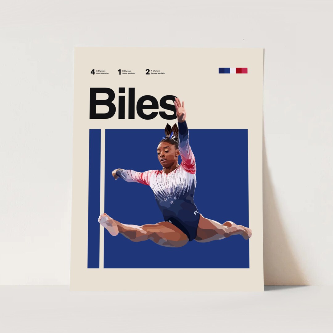 Simone Biles Poster, Olympic Gymnastics Art, Minimalist, Helvetica, Mid ...