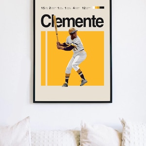 Roberto Clemente Poster, Pittsburgh Pirates Fan Gift, Minimalist ...