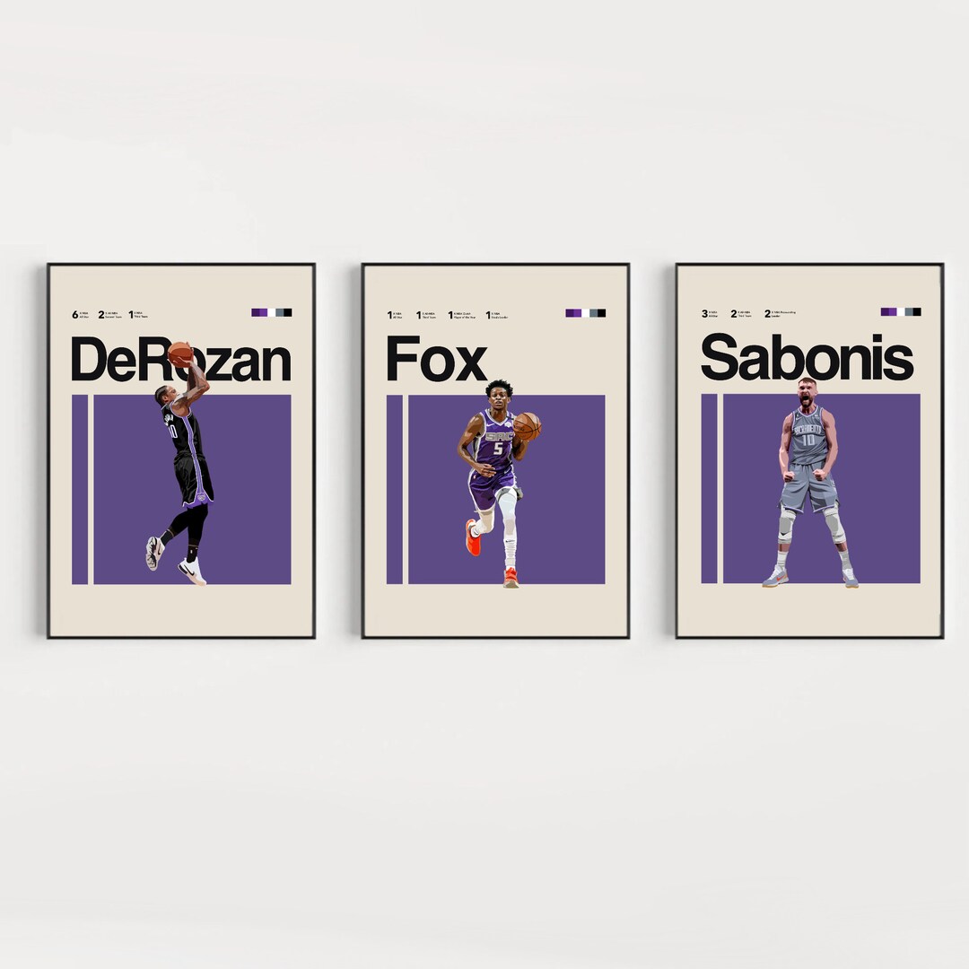 Fox, Derozan, Sabonis Poster, Sacramento Kings Art, Minimalist ...