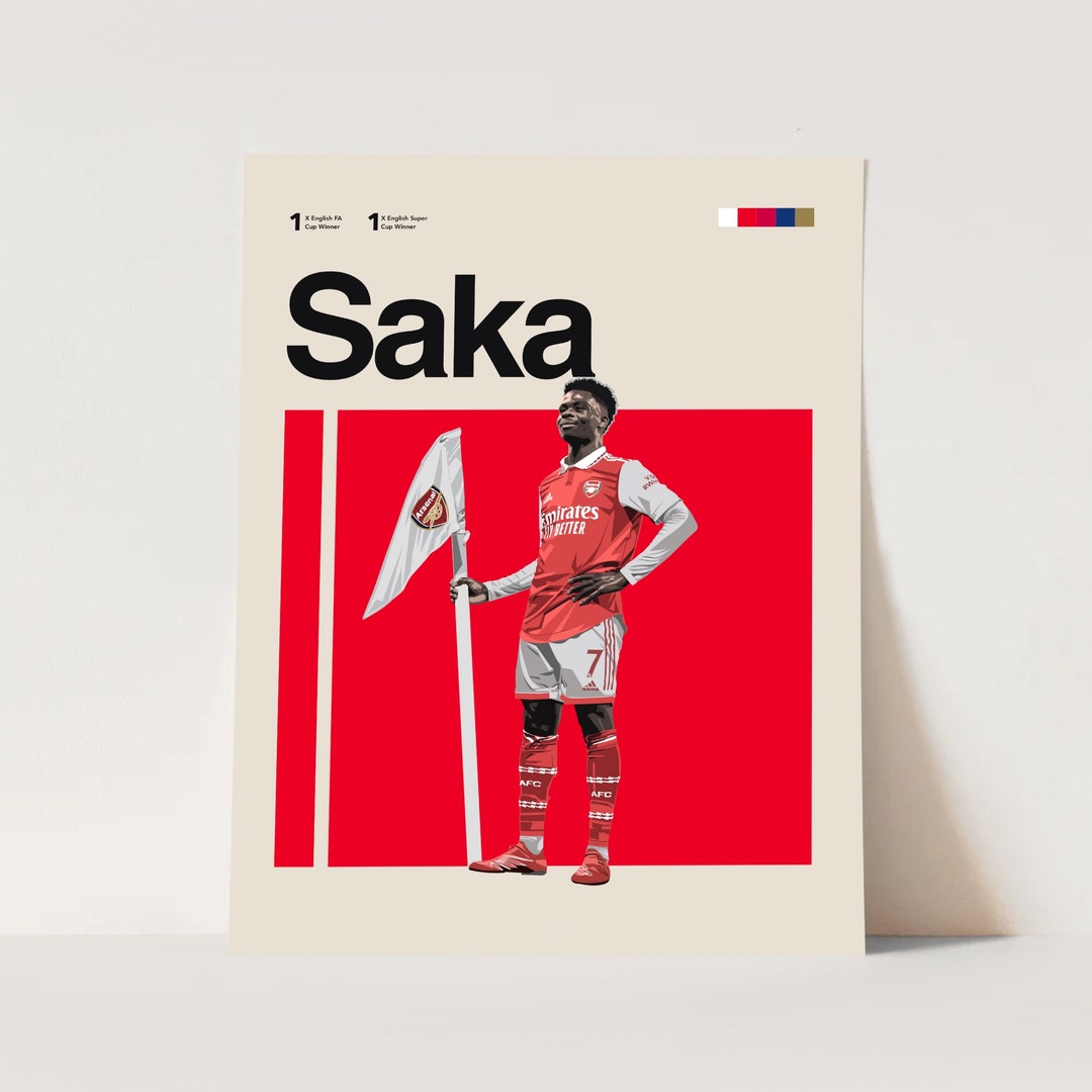 Bukayo Saka Poster, Arsenal F.C. Poster Minimalist, Helvetica, Mid ...