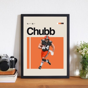 Nick Chubb Poster, Cleveland Browns Art Print 11x14 Minimalist ...