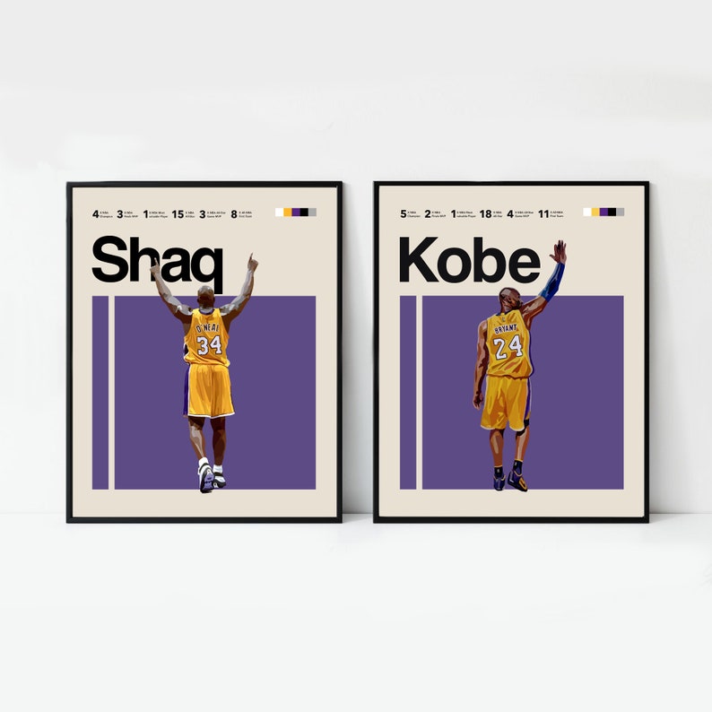 Shaq and Kobe Poster Los Angeles Art 11x14 Minimalist - Etsy