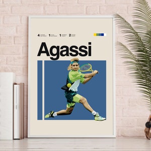 Andre Agassi Inspired Poster Art 11x14 Minimalist, Helvetica, Mid ...