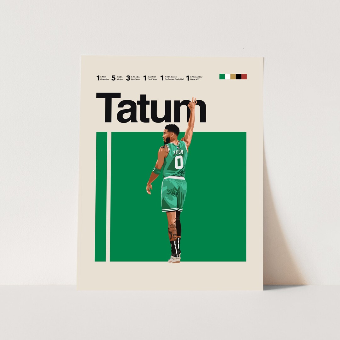 Jayson Tatum Inspired Poster, Boston Celtics Art Print 11x14 Minimalist ...