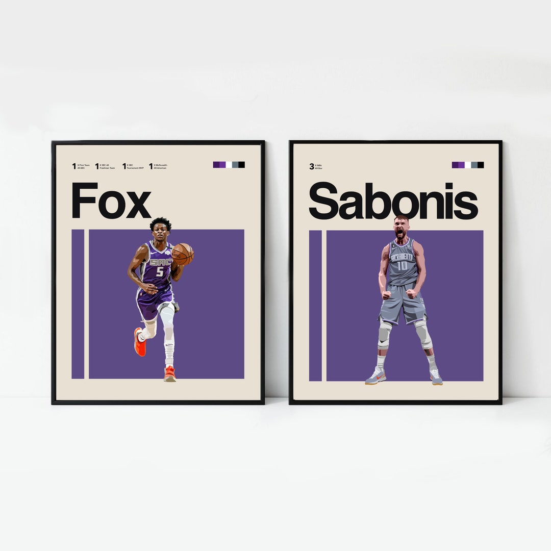 De 'Aaron Fox & Domantas Sabonis Poster, Sacramento Kings Art ...