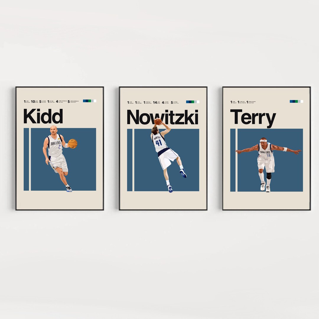 Dirk Nowitzki Jason Kidd Jason Terry Poster, Dallas Mavericks Art ...