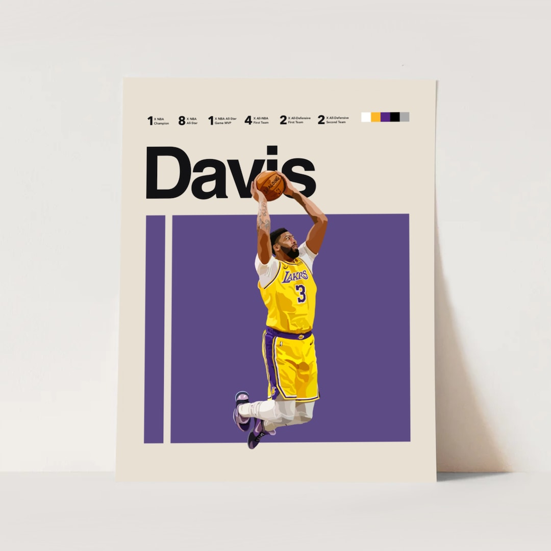 Anthony Davis Poster, LA Lakers Art Print 11x14 Minimalist, Helvetica ...