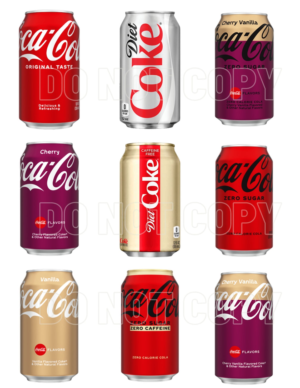 Coke PNG Digital File, Coke Zero, Cherry Coke, Coke Vanilla, Diet Coke ...