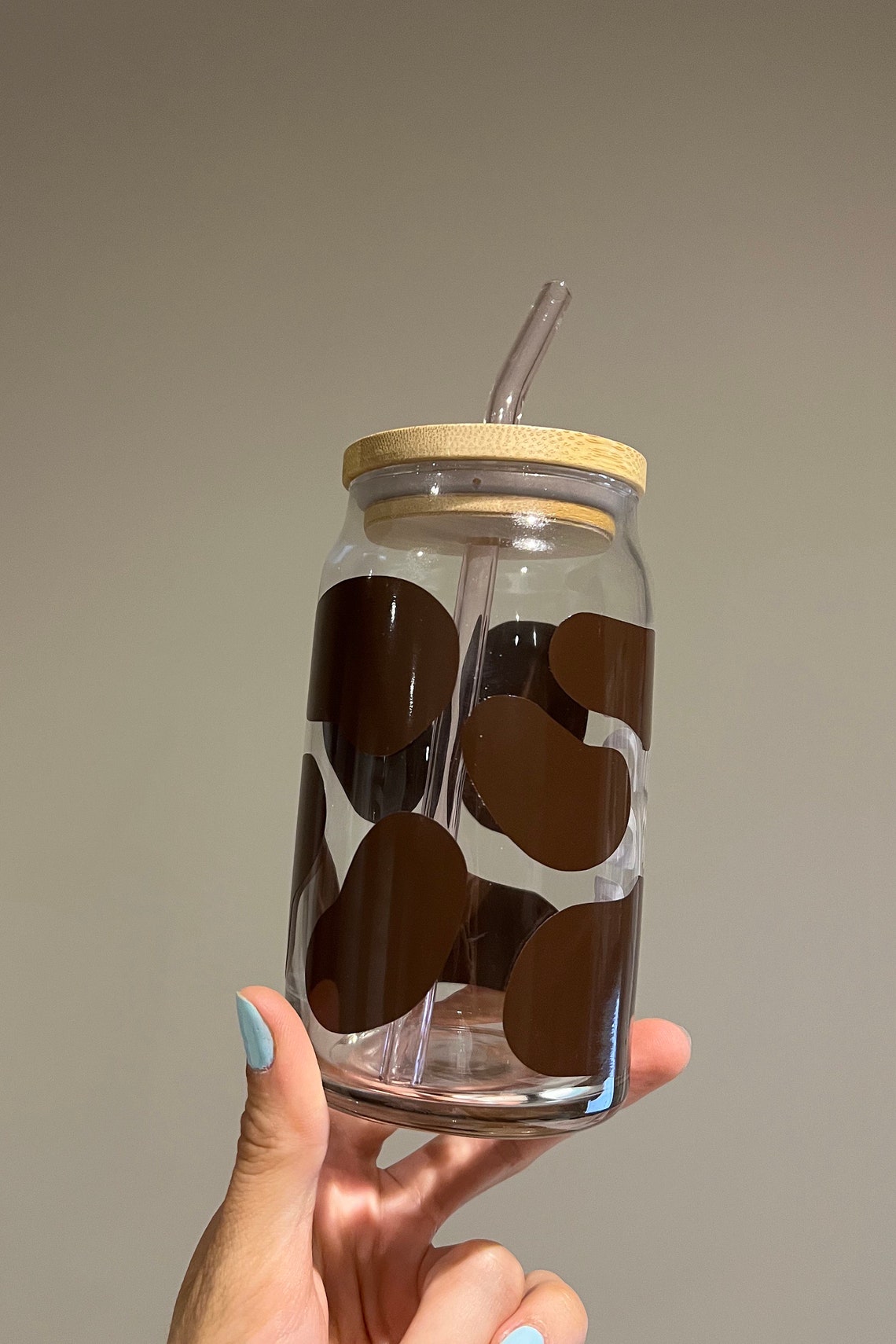 Moo Moo Cow Print Libbey Glass Cup Cow Print Beer Can Glass - Etsy