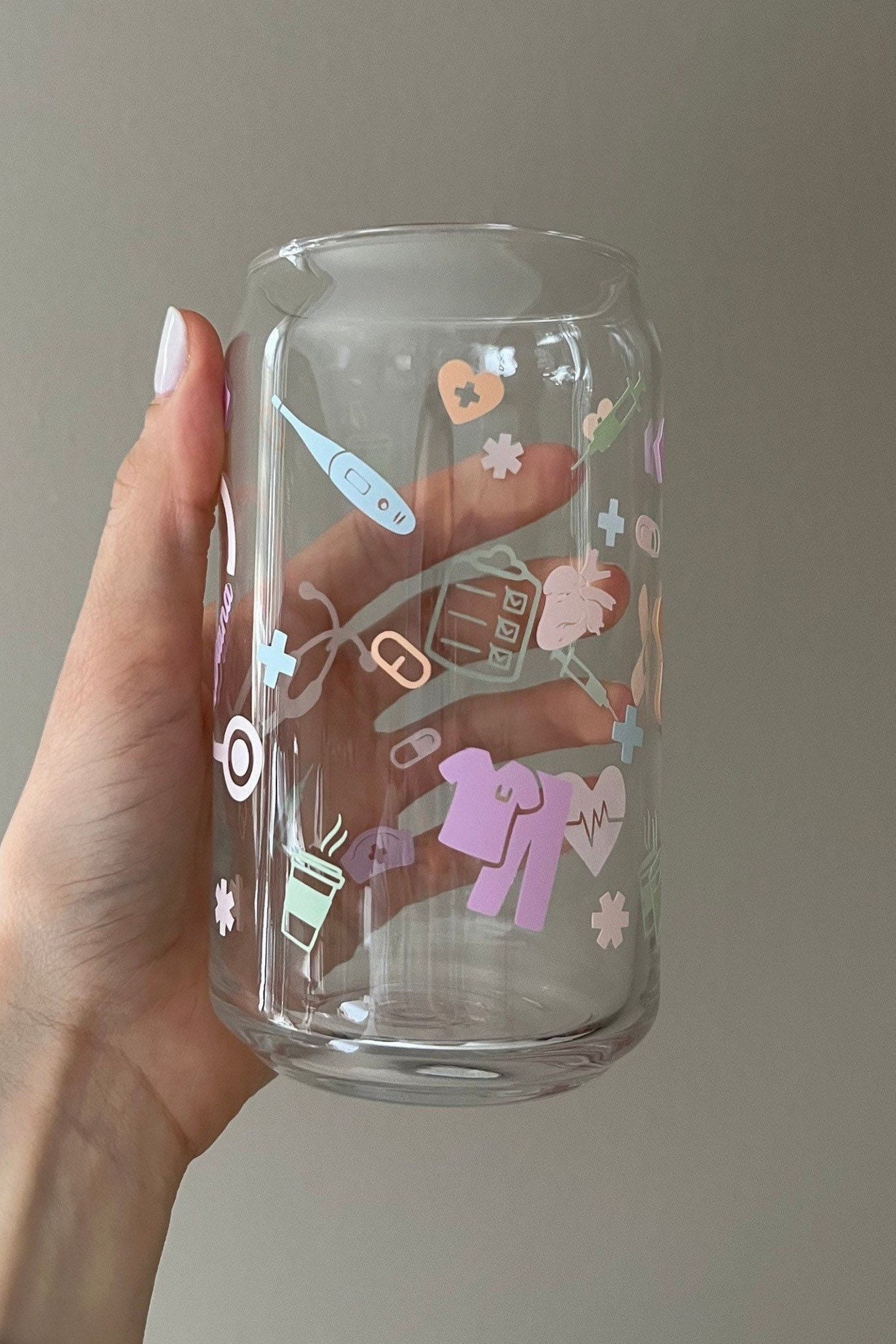 Custom Nurse Libbey Glass With Bamboo Lid and Straw Personalized Nurse ...