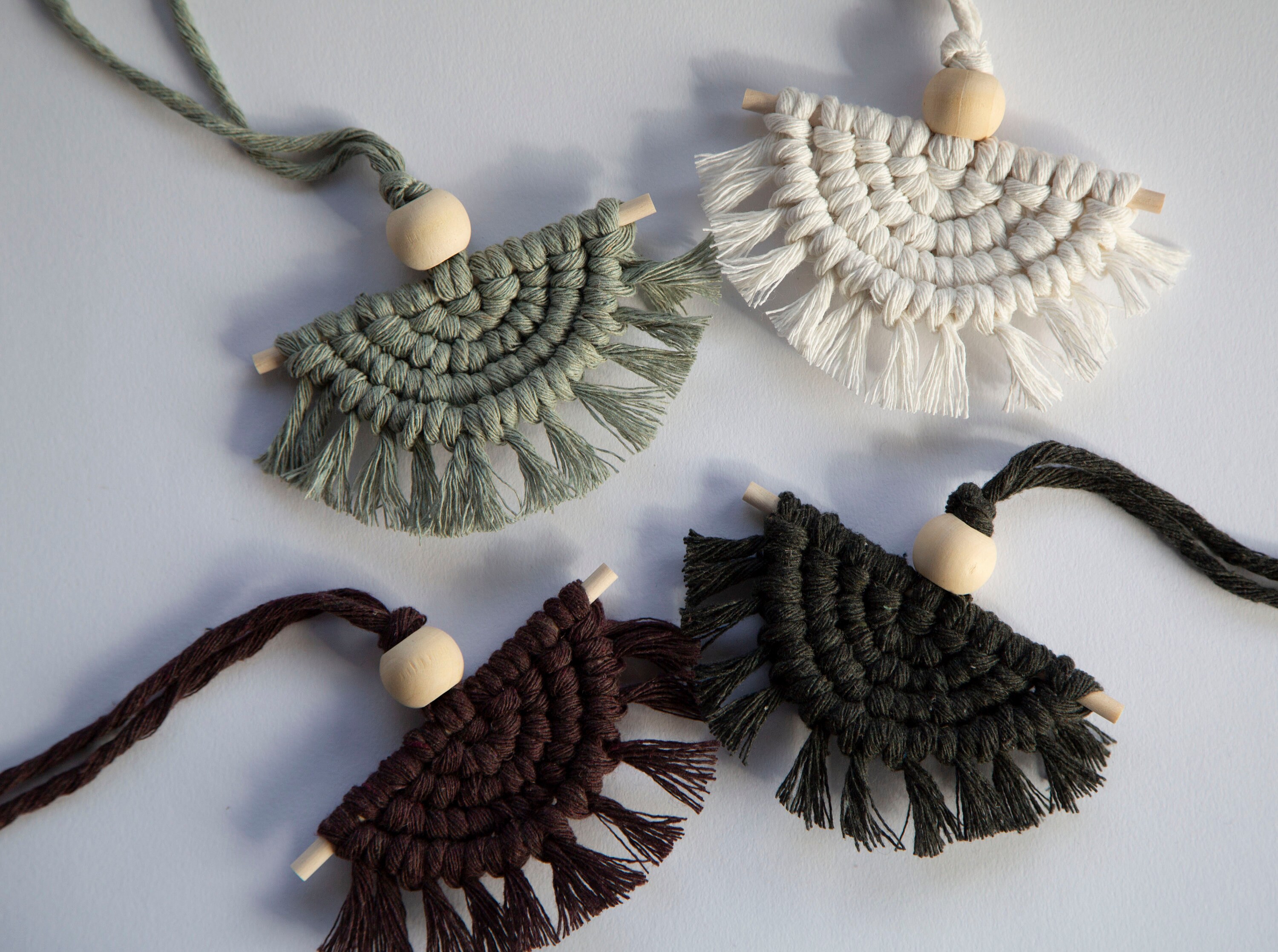 RECYCLED Cotton Macrame Half Moon Car Charm Macrame Car Charm Dark Moon ...