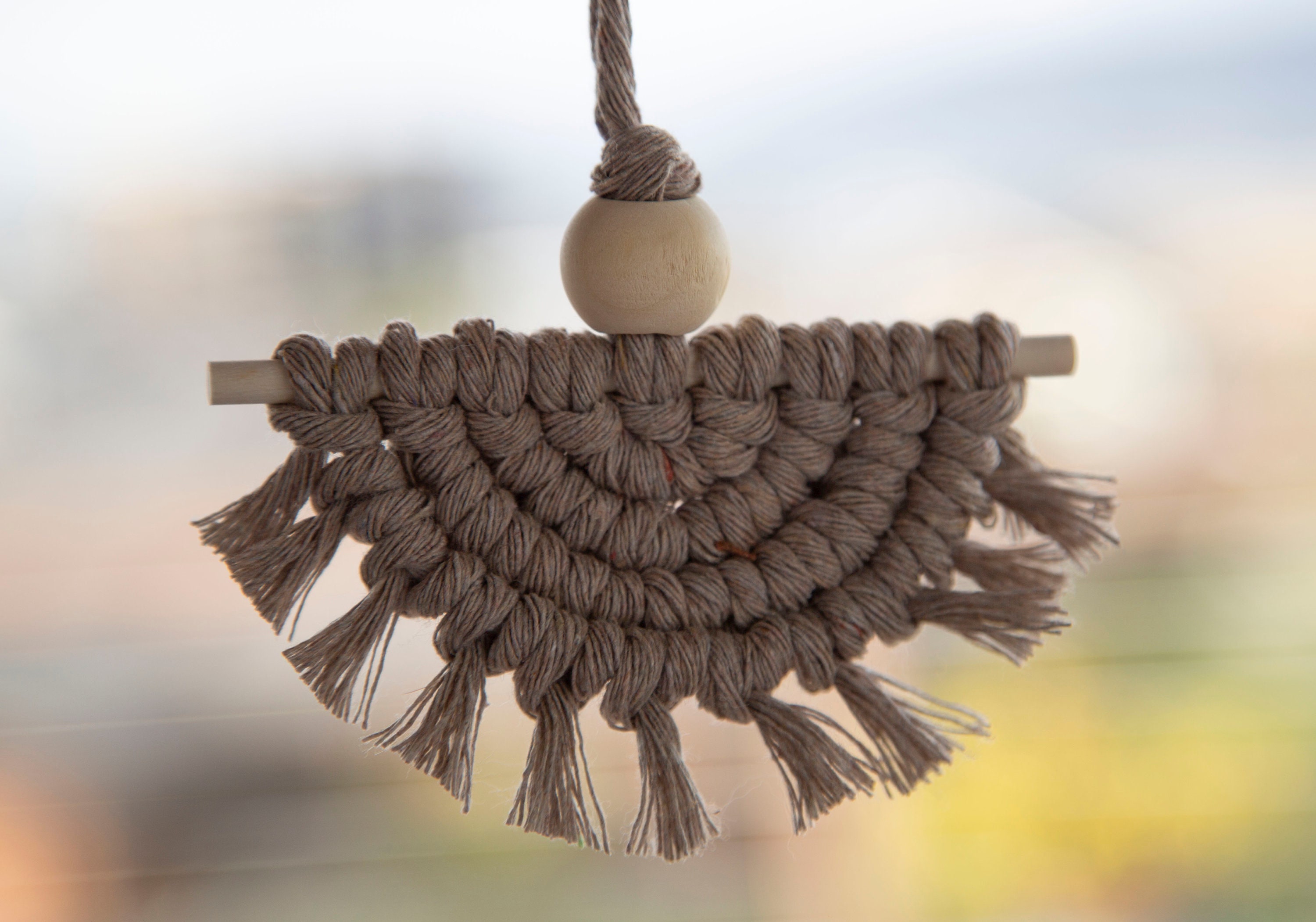 RECYCLED Cotton Macrame Half Moon Car Charm Macrame Car Charm Dark Moon ...