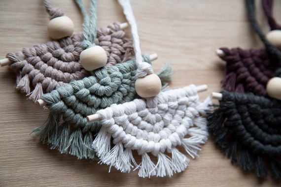 RECYCLED Cotton Macrame Half Moon Car Charm Macrame Car | Etsy