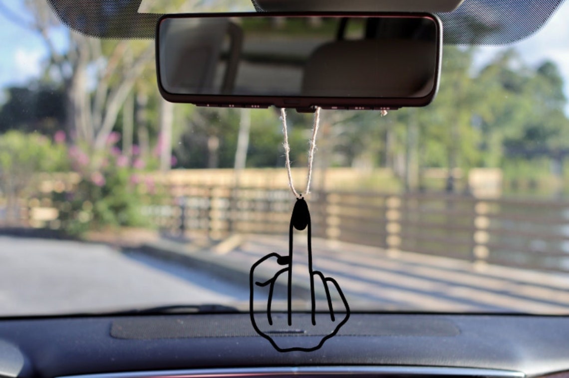 Middle Finger Rearview Mirror Hanger Funny Car Charm - Etsy
