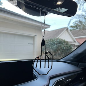 Middle Finger Rearview Mirror Hanger, Funny Car Charm, Flipping Bird ...