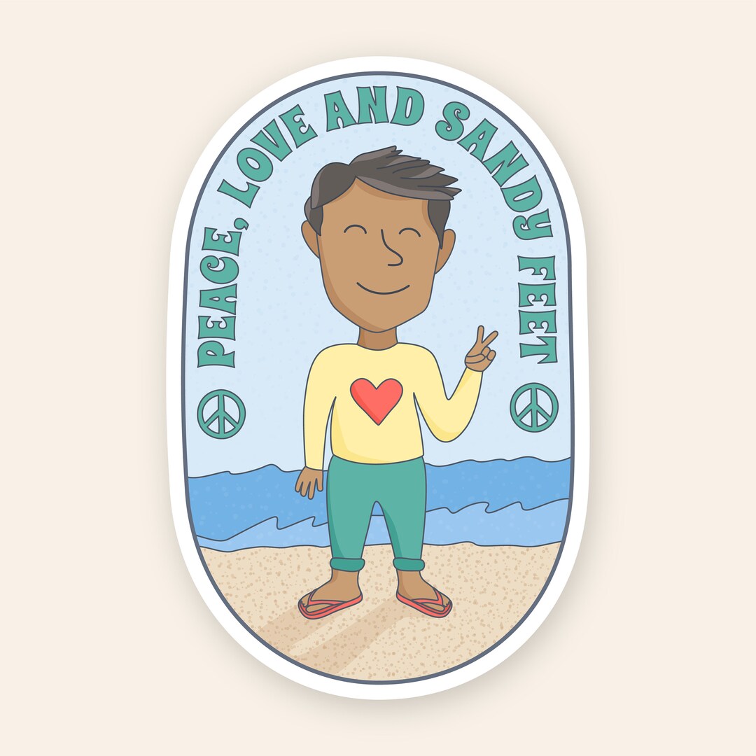 Peace, Love, And Sandy Feet Aufkleber Aufkleber 3,5x2,25 Zoll alberne ...