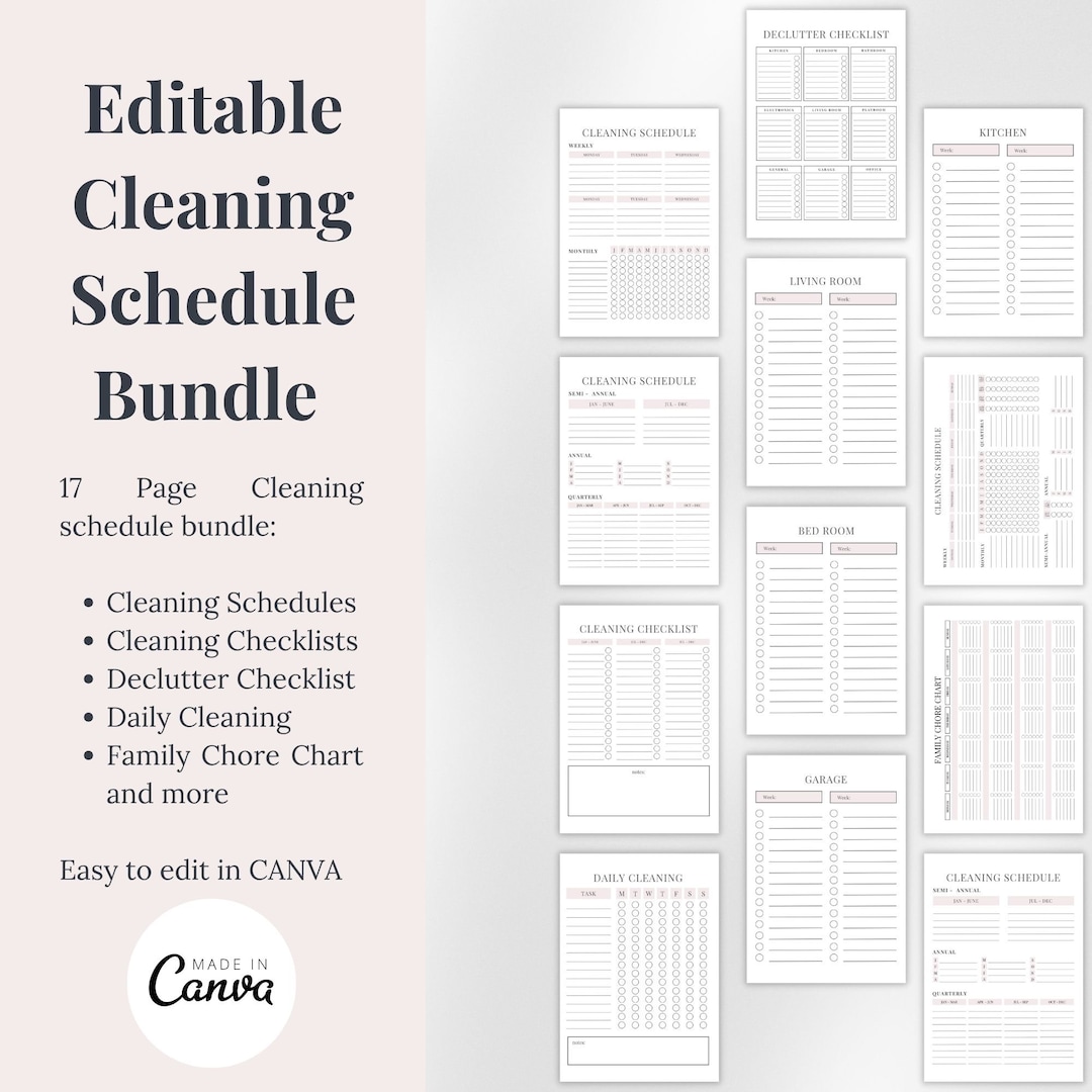 Editable Cleaning Schedule Bundle | Cleaning Planner | ADHD Clean Home ...